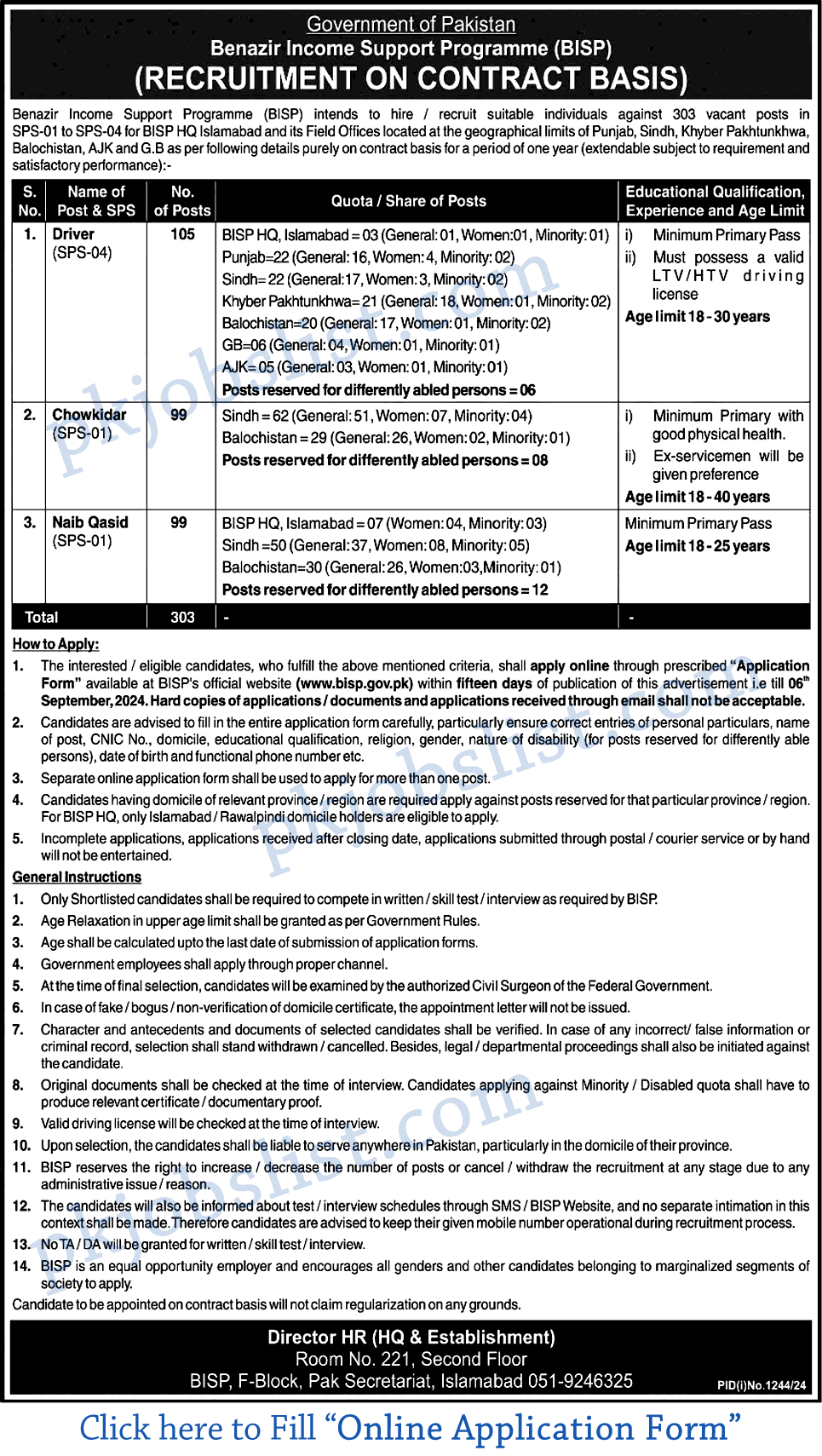 Benazir Income Support Programme Jobs August 2024 BISP Online ...